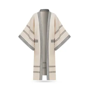KUTNIA Peshtemal Kimono With Kutnu Trim - Black