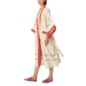 KUTNIA Peshtemal Kimono With Kutnu Trim - Pink