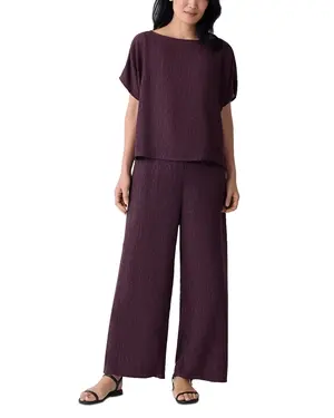 Eileen Fisher Crinkled Ankle Pants - Blackberry