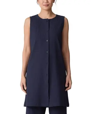 Eileen Fisher Cotton Pucker Back Tie Vest