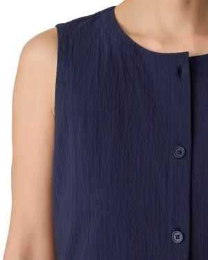 Eileen Fisher Cotton Pucker Back Tie Vest