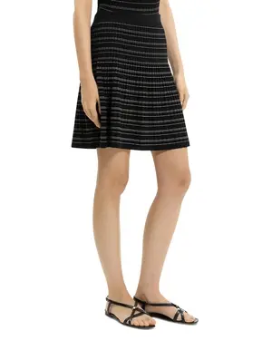 Theory Ribbed Stripe Mini Skirt - Black White