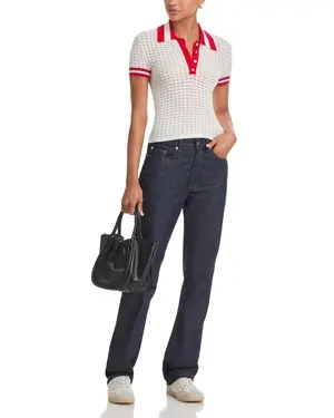 Alice + Olivia Martha Pointelle Polo Sweater