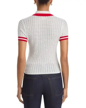 Alice + Olivia Martha Pointelle Polo Sweater