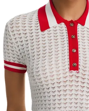Alice + Olivia Martha Pointelle Polo Sweater