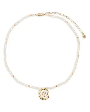 Ettika Aura Swirl Pearl Choker Necklace - Gold