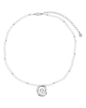 Ettika Aura Swirl Pearl Choker Necklace - Silver