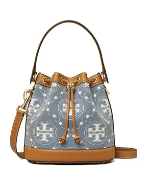 Tory Burch T Monogram Jacquard Bucket Bag - Denim Multi/gold