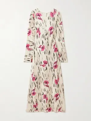 GANNI Open-back Floral-print Maxi Dress