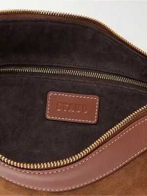 Staud Demy Leather-trimmed Suede Shoulder Bag