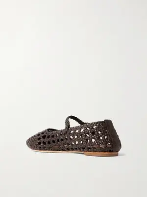 Staud Nell Woven Leather Mary Jane Ballet Flats - Brown