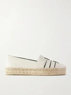 Tory Burch Ines Cutout Leather Platform Espadrilles