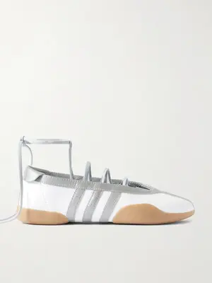 ADIDAS ORIGINALS Taekwondo Mei Metallic Leather-trimmed Sneakers - Silver