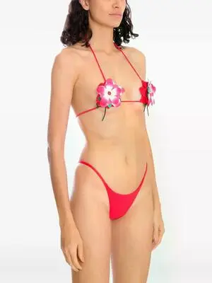 AMIR SLAMA Flower-embellished Triangle Bikini