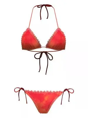 AMIR SLAMA Tie-dye Crochet Bikini - Red
