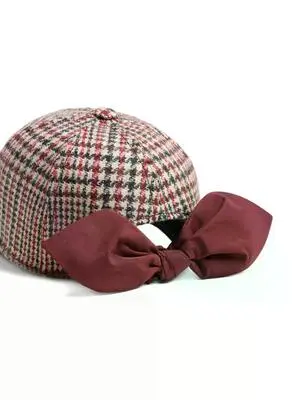 Patou Houndstooth Wool Baseball Cap