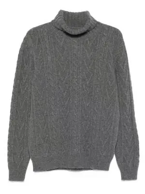 Fedeli Cable-knit Turtleneck Sweater - Grey