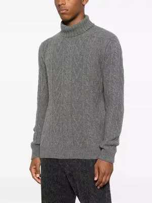 Fedeli Cable-knit Turtleneck Sweater - Grey
