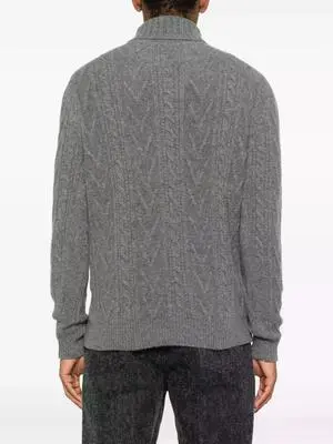 Fedeli Cable-knit Turtleneck Sweater - Grey