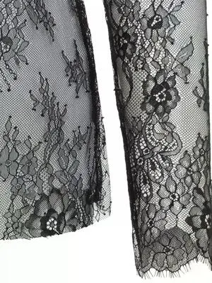 Alberta Ferretti Floral Lace Long-sleeve Top - Black