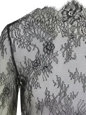 Alberta Ferretti Floral Lace Long-sleeve Top - Black