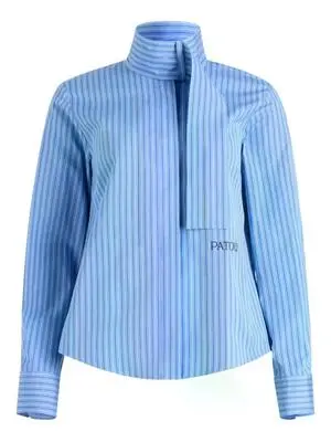 PATOU Striped Scarf-collar Blouse - Blue