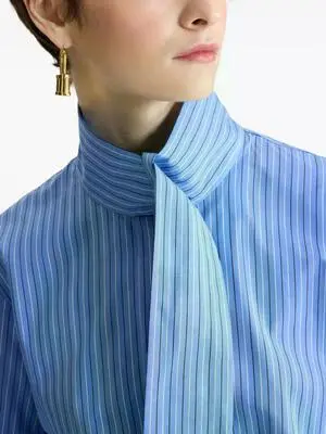 PATOU Striped Scarf-collar Blouse - Blue