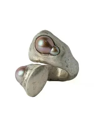 PARTS OF FOUR Sterling Giant Twisted Druid Baroque Pearl Ring - Silver