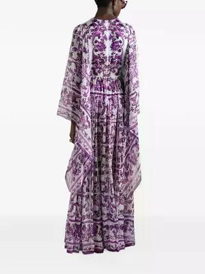 Dolce & Gabbana Majolica-print Long-sleeve Dress - Purple