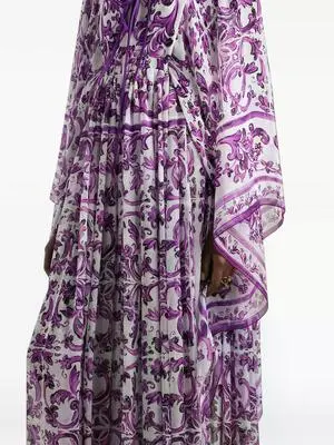 Dolce & Gabbana Majolica-print Long-sleeve Dress - Purple