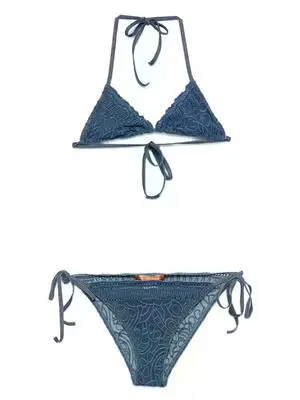 Ermanno Scervino Embroidered Triangle Bikini - Blue