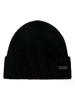 BOSS Logo-patch Virgin Wool Beanie - Black