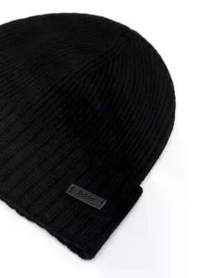 BOSS Logo-patch Virgin Wool Beanie - Black