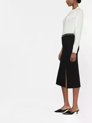 Helmut Lang Stretch-design Midi Skirt With Front Slits