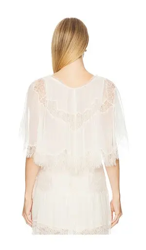 LoveShackFancy Silk Lace Trimmed Cropped Chiffon Top