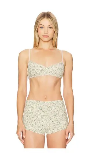 Only Hearts Emily's Garden Sylvie Bralette In Sage - Pink Comb