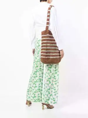 Faithfull The Brand Striped Crochet Knit Tote Bag