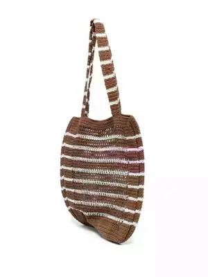 Faithfull The Brand Striped Crochet Knit Tote Bag