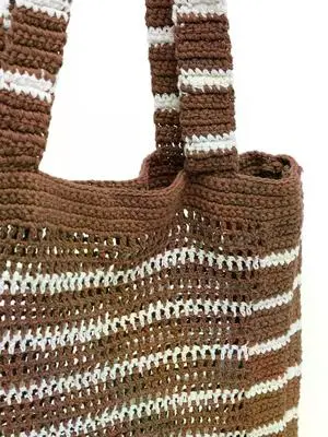 Faithfull The Brand Striped Crochet Knit Tote Bag