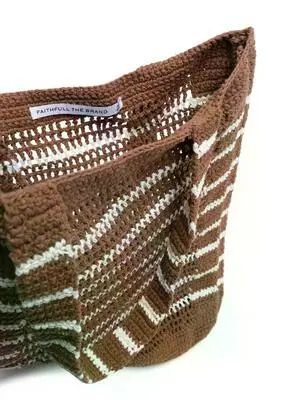 Faithfull The Brand Striped Crochet Knit Tote Bag