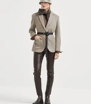 Brunello Cucinelli Cotton-blend Ribbed Knit Blazer - Brown