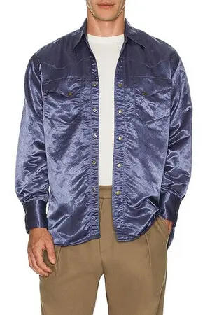BEAMS Western Shirt Broken Nylon Satin