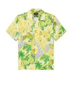 BEAMS Open Collar Tropical Pattern Print In ,green - Yellow