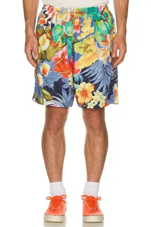 BEAMS Gym Shorts Tropical Pattern Print
