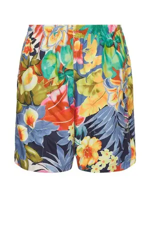 BEAMS Gym Shorts Tropical Pattern Print