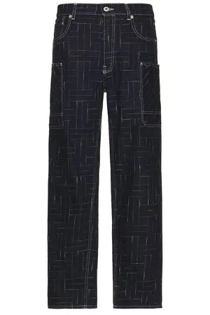 Kenzo Weave Cargo Monkey Fit Jeans - Rinse Blue Denim