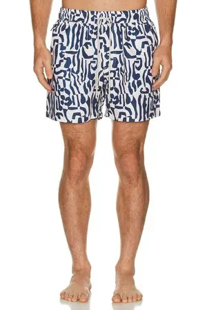 Oas Marbling Swim Shorts - Blue