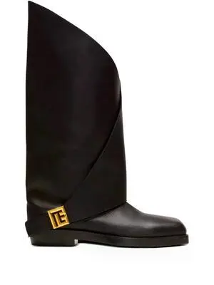 Balmain Twist Square-toe Leather Boots