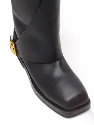 Balmain Twist Square-toe Leather Boots