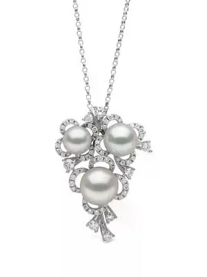 Yoko London 18kt White Gold Akoya Pearl And Diamond Pendant Necklace - Silver